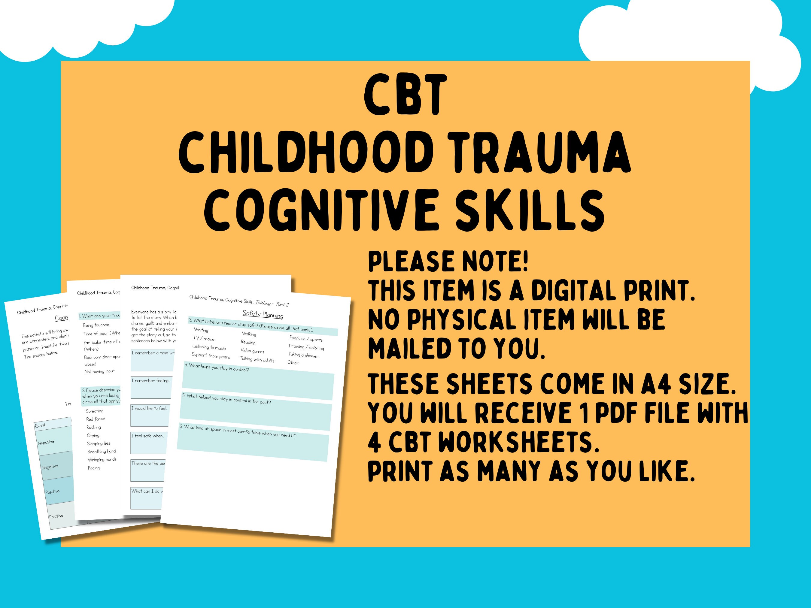 Childhood Trauma, Printable CBT Worksheets for Children and Teenagers ...