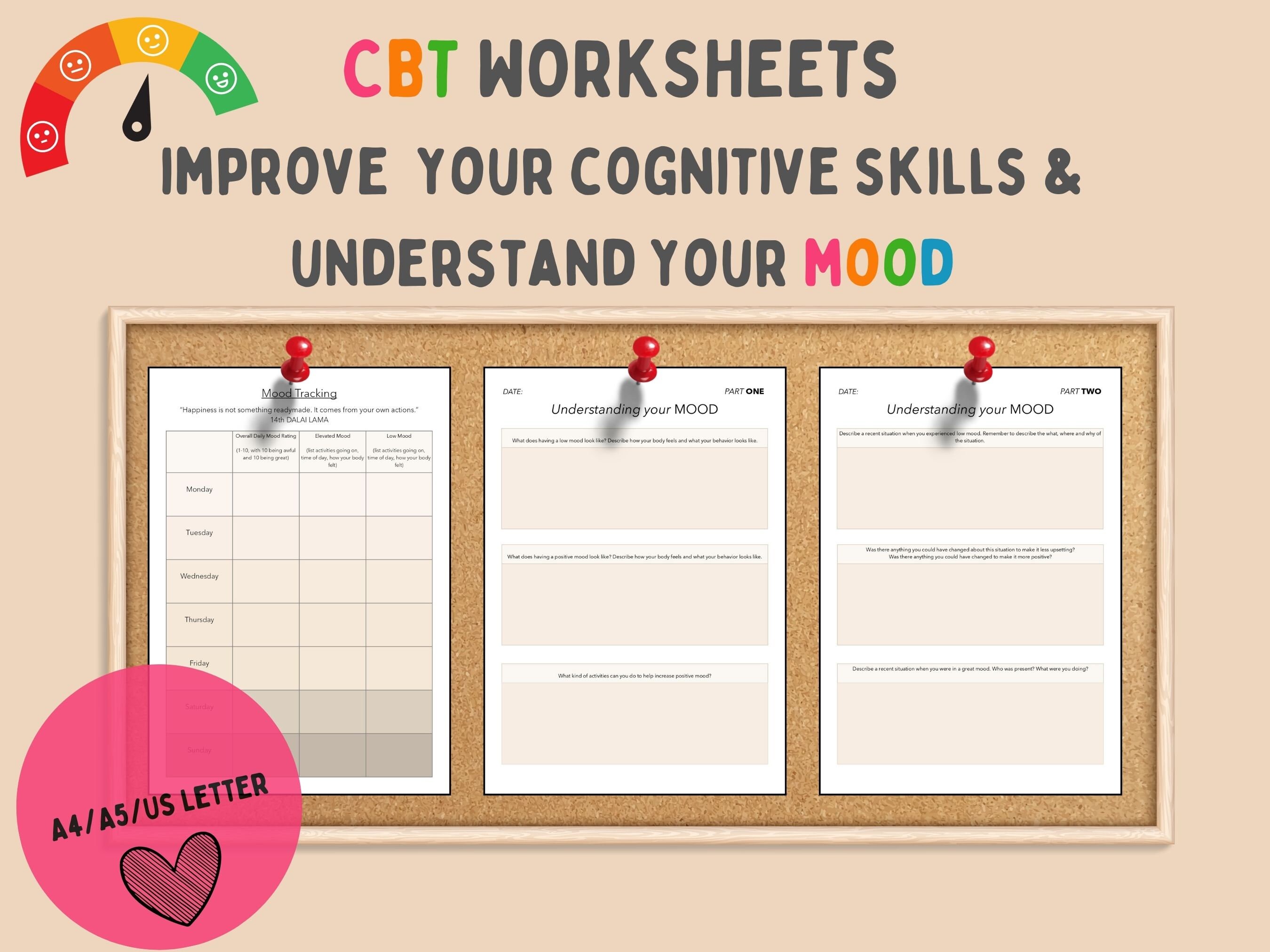 Printable Mood-tracking CBT Worksheets for Kids and Teens, Mental ...