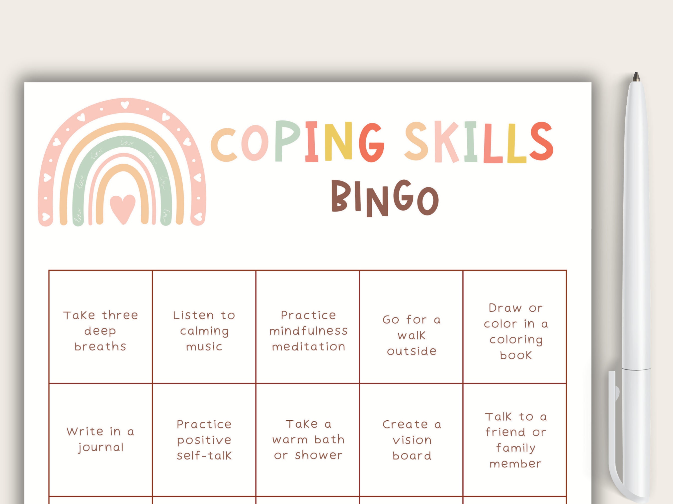 Coping Skills Bingo Cards for Teenagers, Printable Bingo for Teens ...