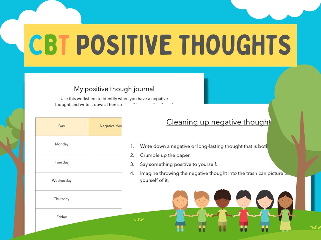 CBT Worksheets, Positive Thoughts Journal, Positive Affirmations ...