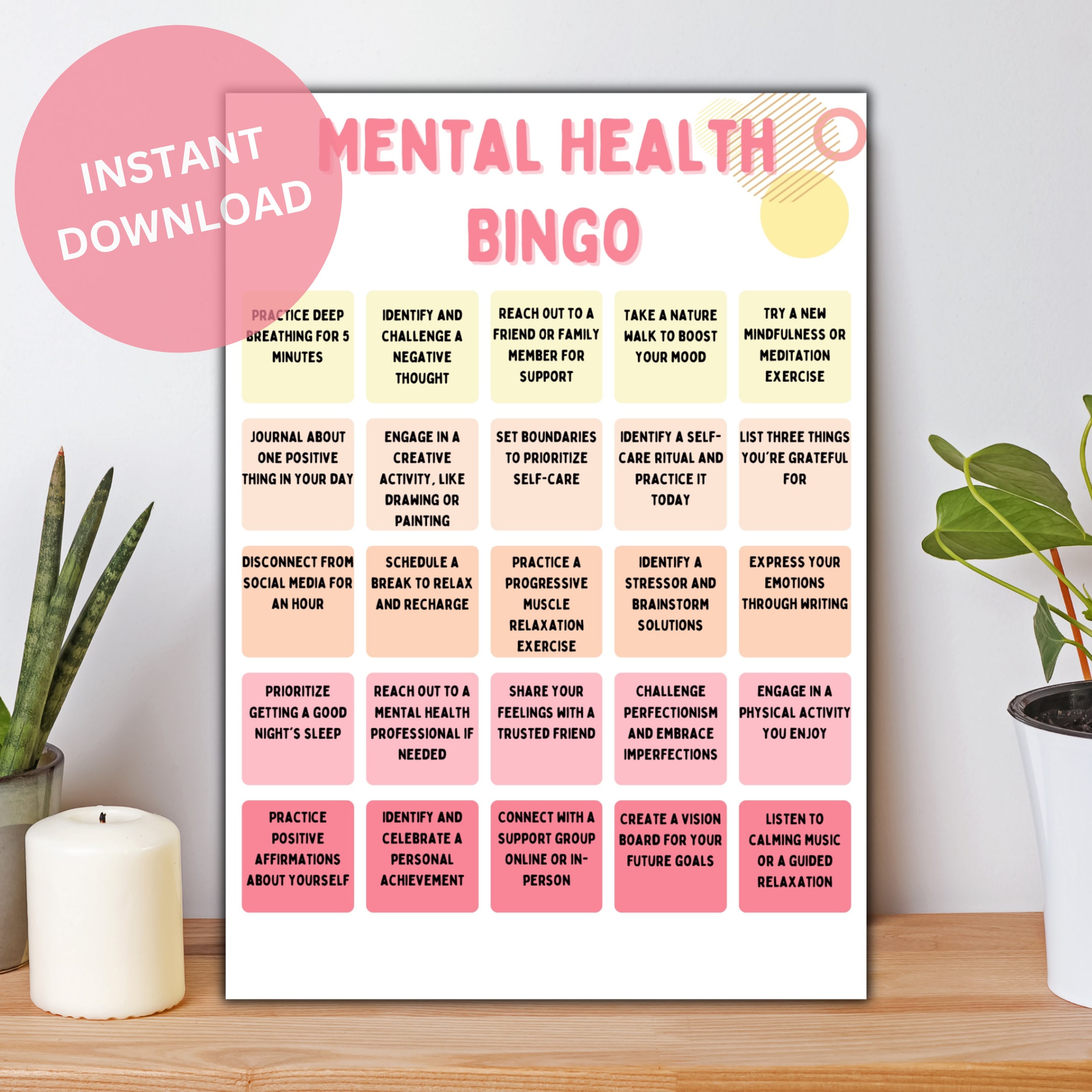 Printable Mental Health Bingo, Mental Health Awareness, Self Care, Play ...
