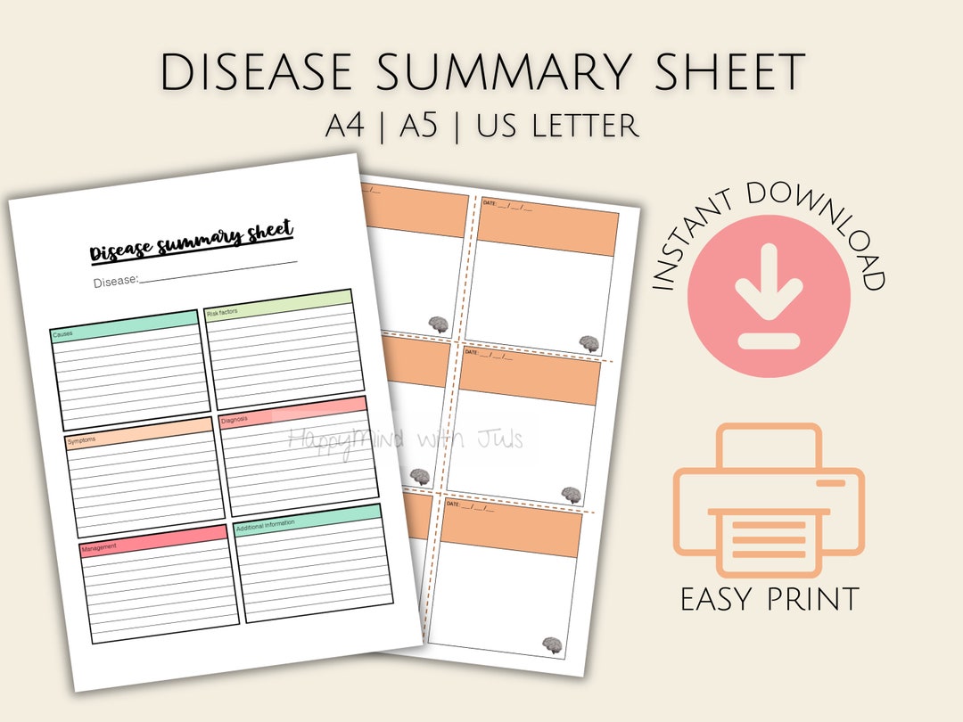 Disease Revision Sheet for Medical Students, Note Taking, Nursing ...
