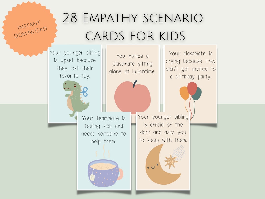 28 Empathy Scenario Cards for Children, Printable Therapy Cards, Mental ...
