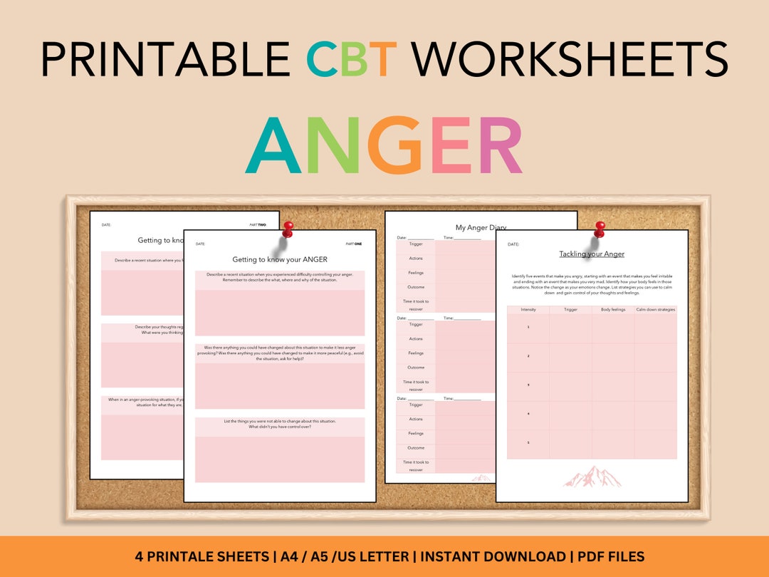 Manejo de la ira Hojas de trabajo de TCC imprimibles, Salud mental ...