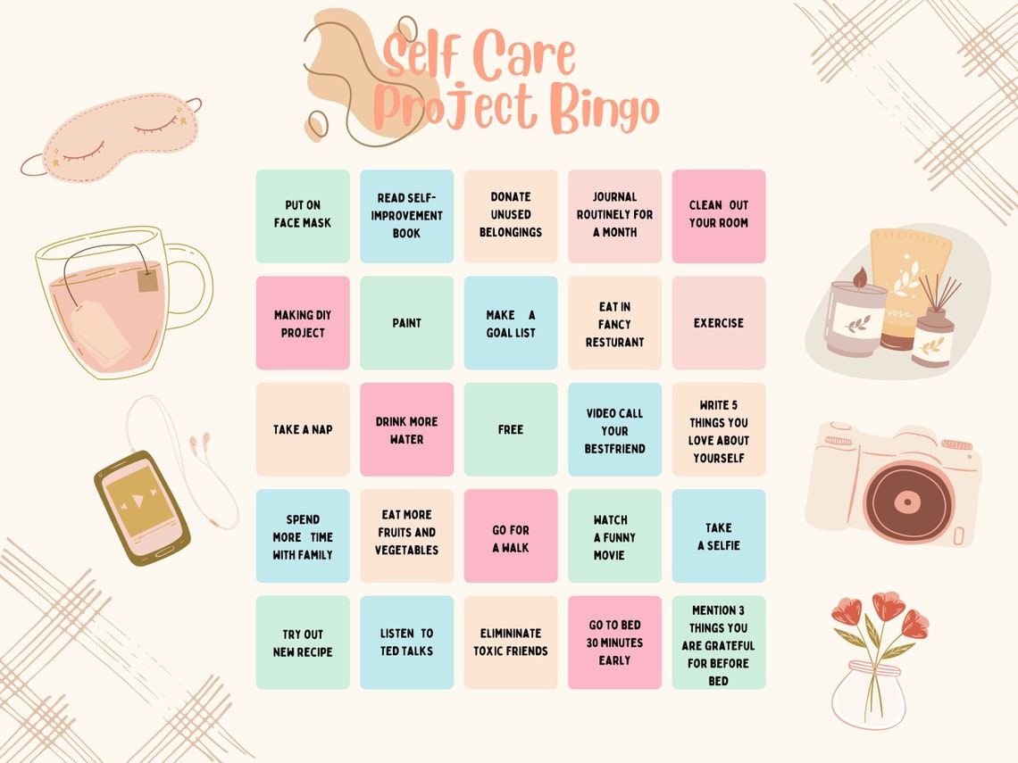 Self Care Bingo Cards, Printable, Mental Health, Mindfulness, Wellness ...