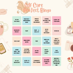 Self Care Bingo Cards, Printable, Mental Health, Mindfulness, Wellness ...