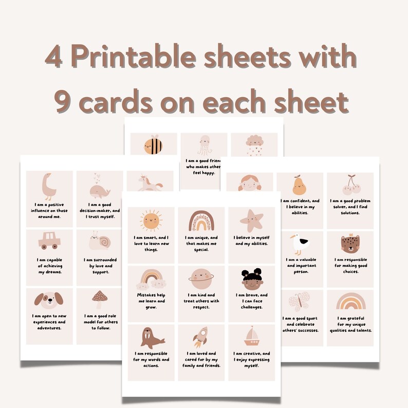 Printable Positive Affirmation Cards for Kids, Motivation, Self Esteem ...