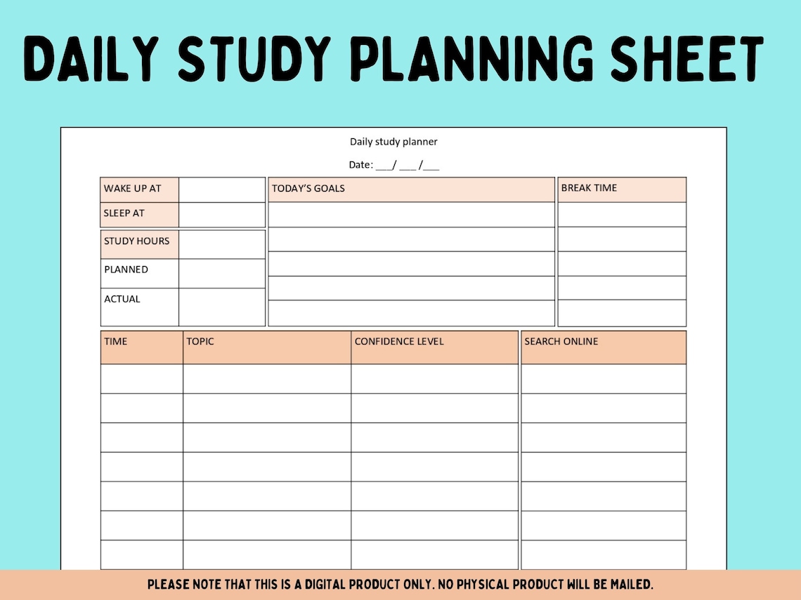 Printable Daily Study Planner, Student Journal, Academic Planner ...