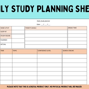 Printable Daily Study Planner, Student Journal, Academic Planner ...