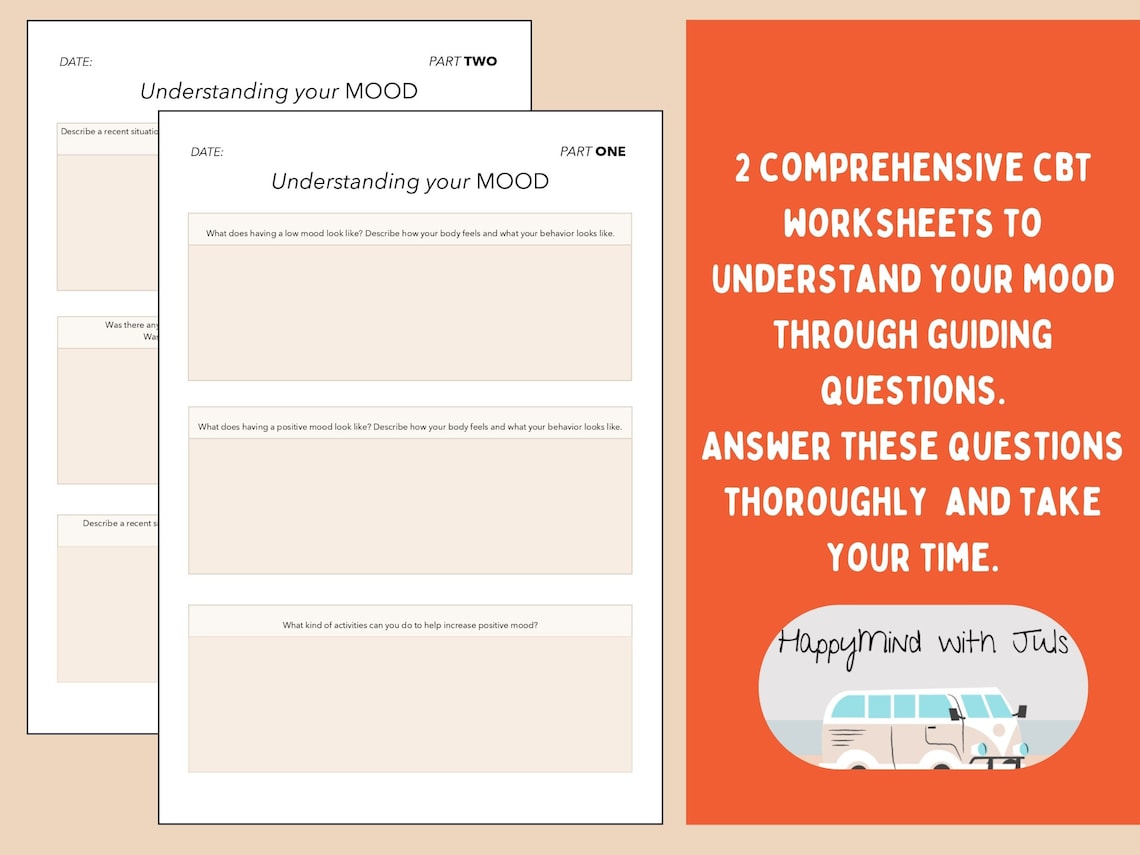 Printable Mood-tracking CBT Worksheets for Kids and Teens, Mental ...