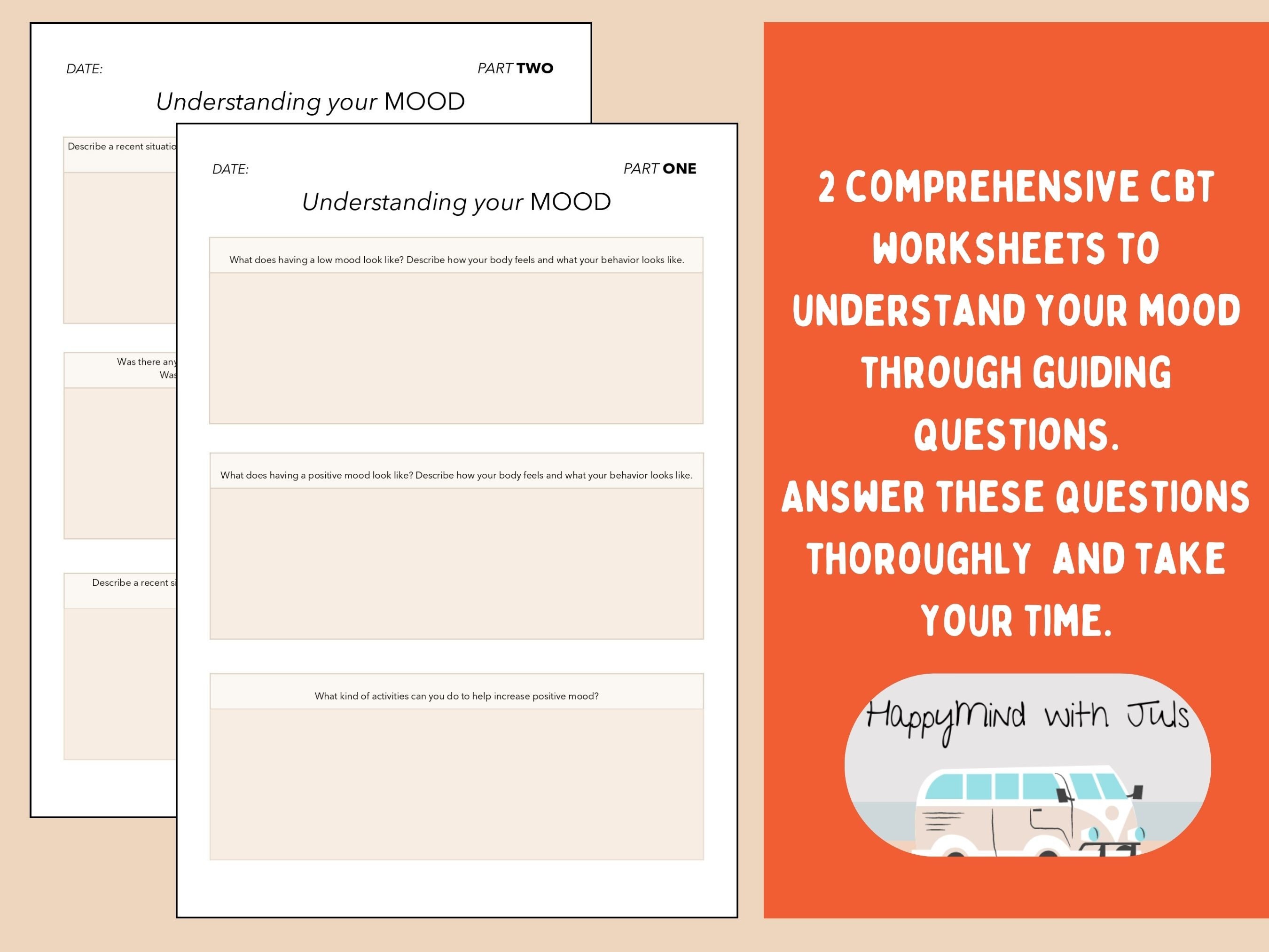 Printable Mood-tracking CBT Worksheets for Kids and Teens, Mental ...