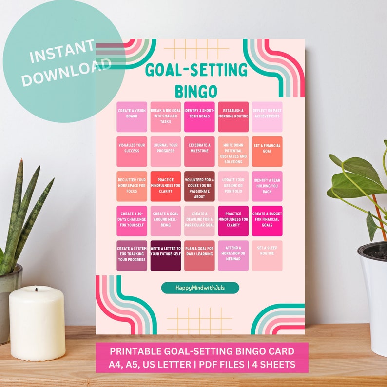 Printable Goal-setting Bingo Cards,printable, Mental Health ...