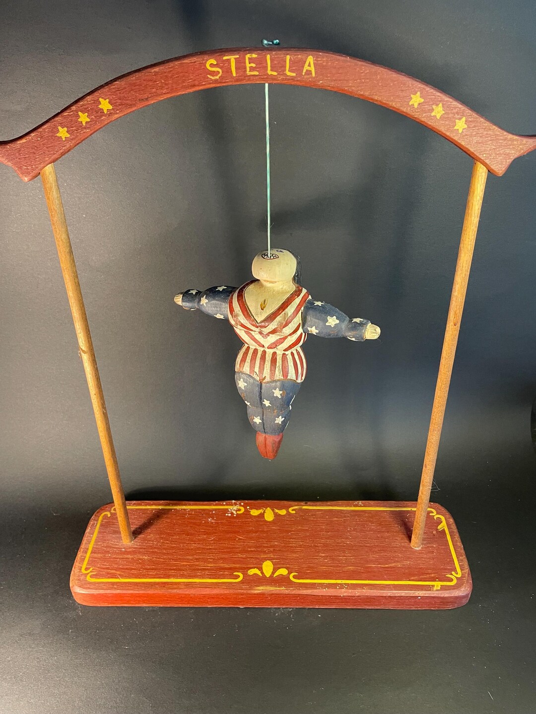 Vinatge Wolf Creek Studios “stella” Circus Trapeze Artist Wood Carving ...