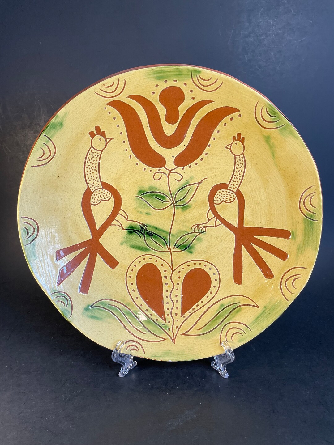 Breininger Redware Pottery 10.5 Roosters Flower Slip - Etsy