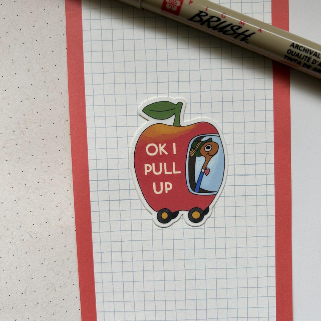 Apple Car Lowly Worm Vinyl Sticker - Etsy