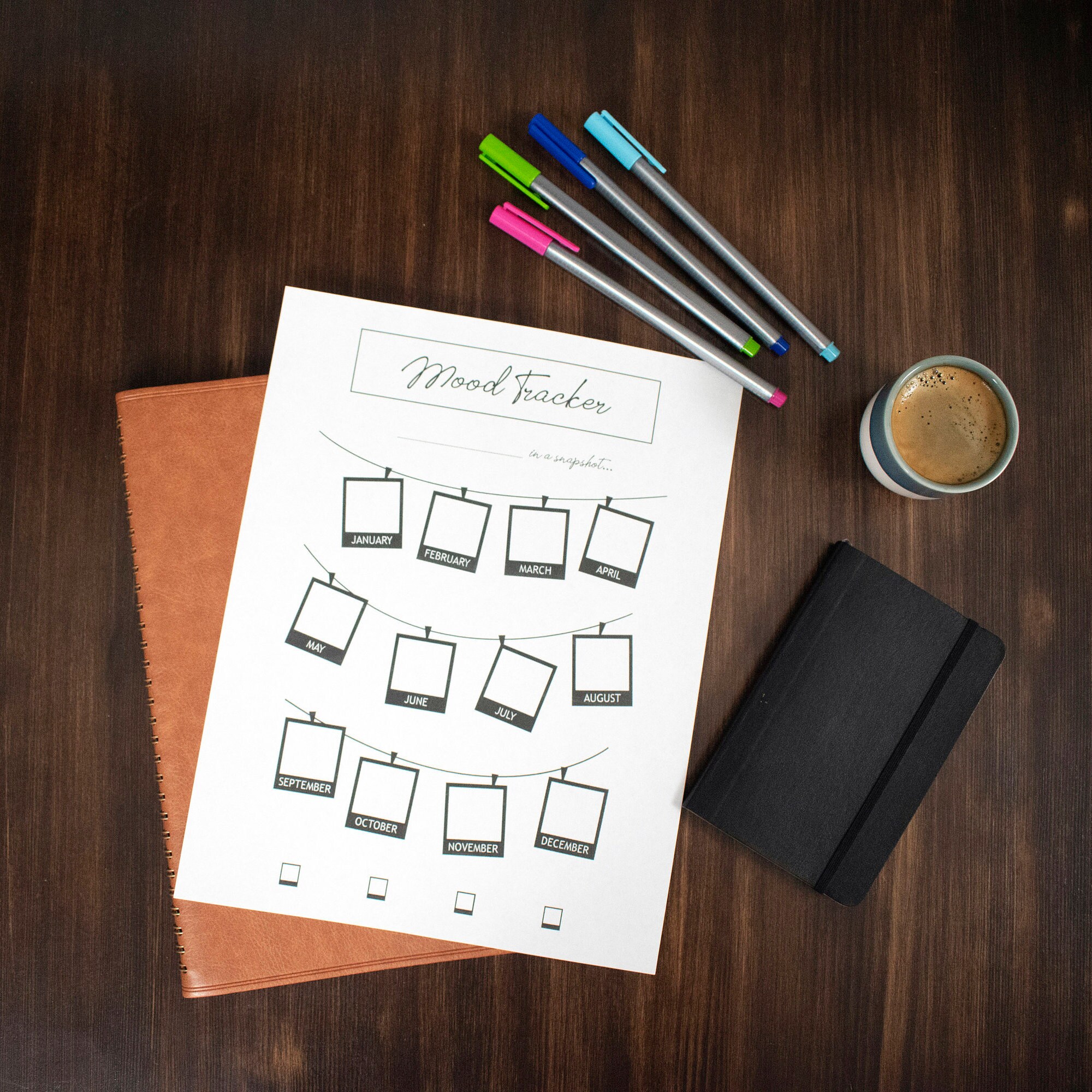 Mood Tracker Printable PDF Monthly and Yearly Inserts - Etsy