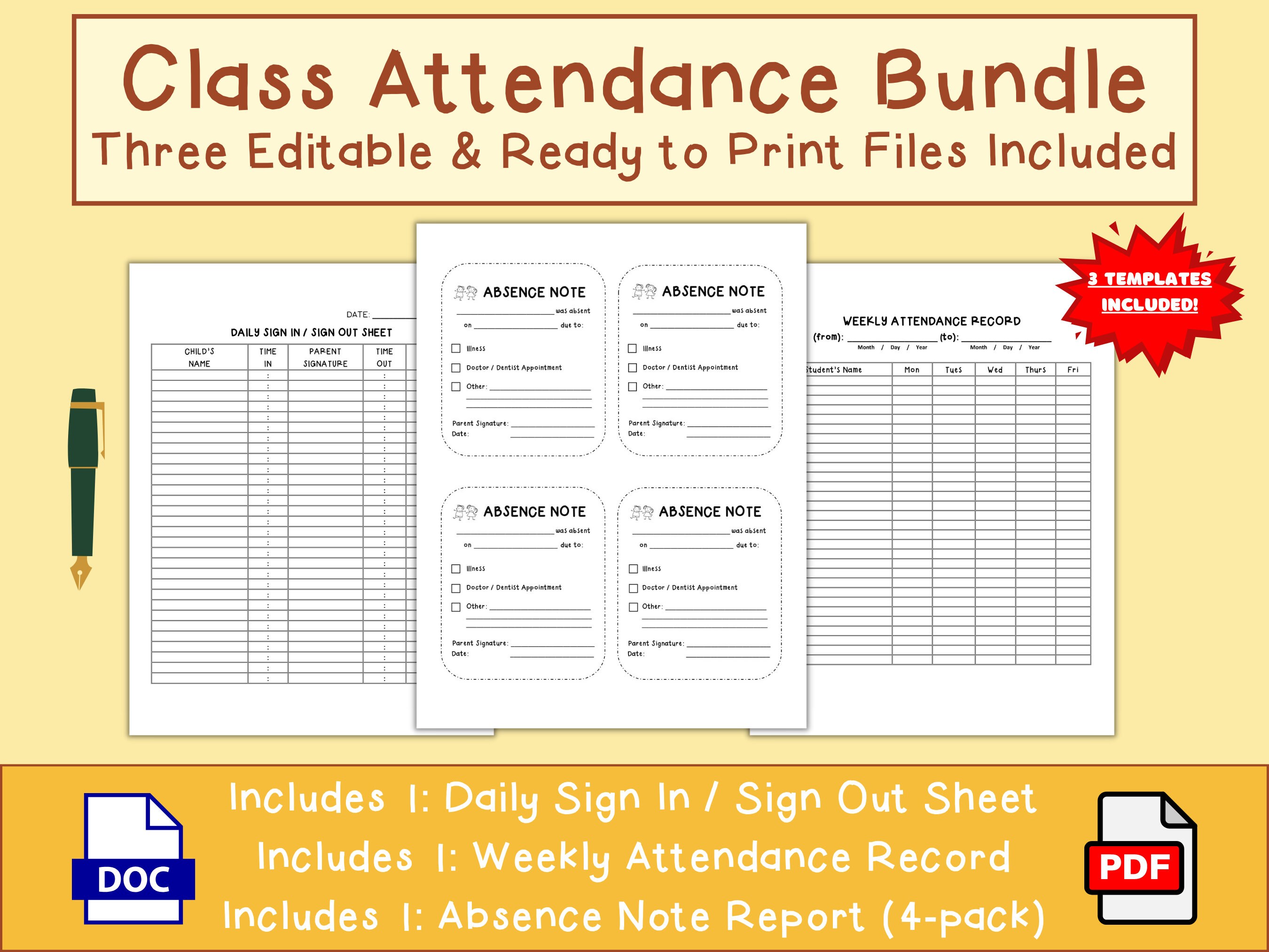 Class Attendance Record Bundle | Create Professional Procedures for ...