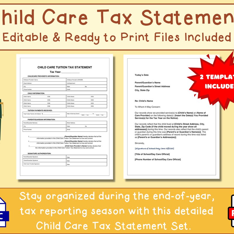Daycare Tax Statement - Etsy