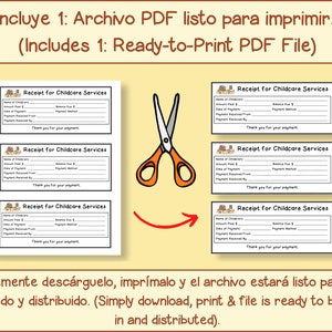 Child Care / Daycare Receipt in Spanish | Recibo De Guardería | Provide ...