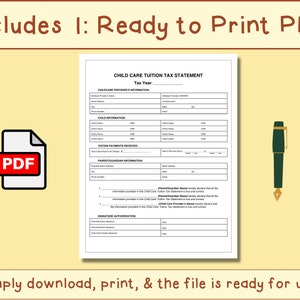 End of Year Child Care / Daycare Tax Statement | Keep A Detailed Record ...