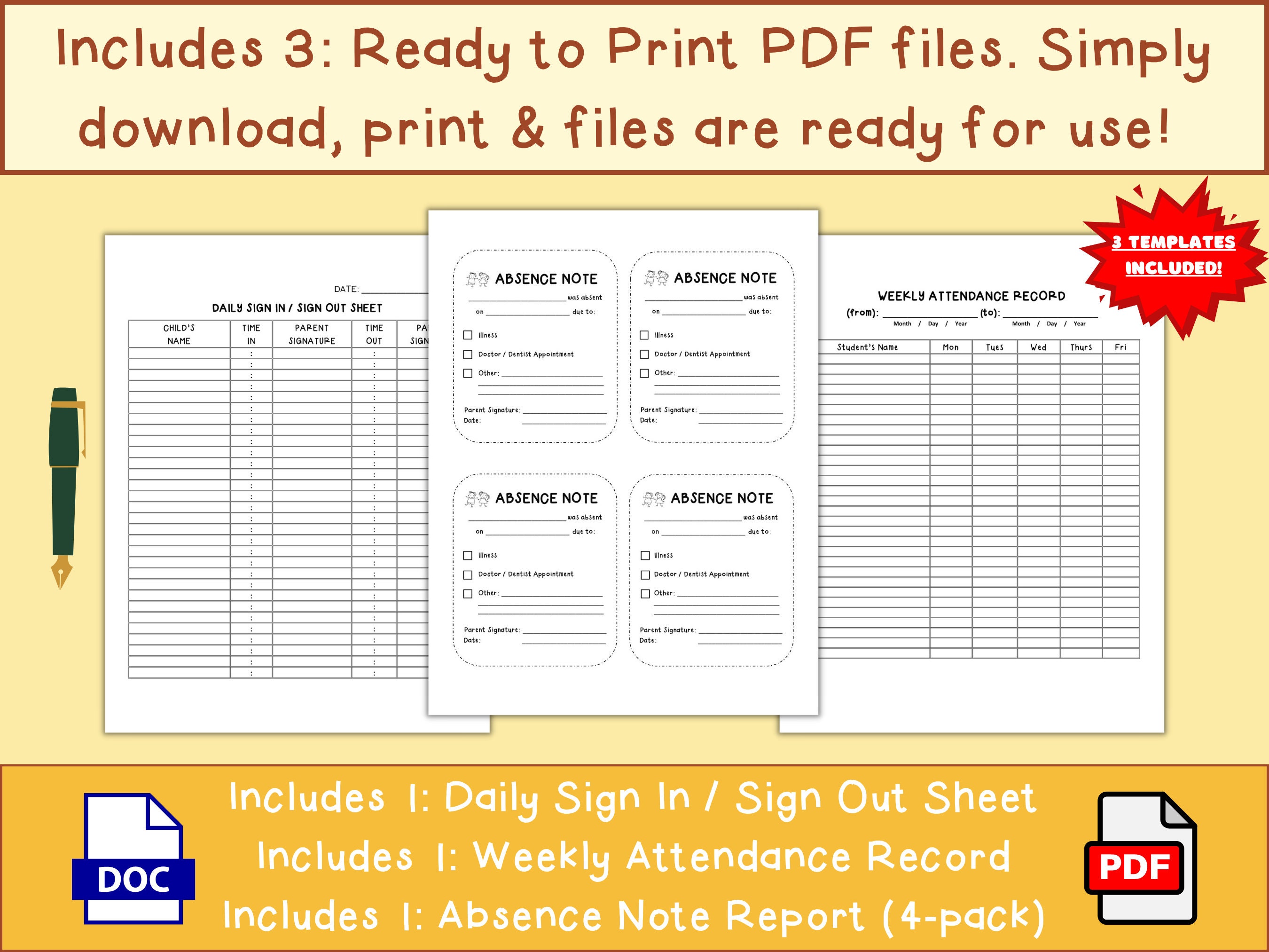 Class Attendance Record Bundle | Create Professional Procedures for ...