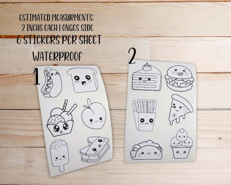 Cute Kawaii Food White/black Sticker Sheet-waterproof Vinyl Durable ...