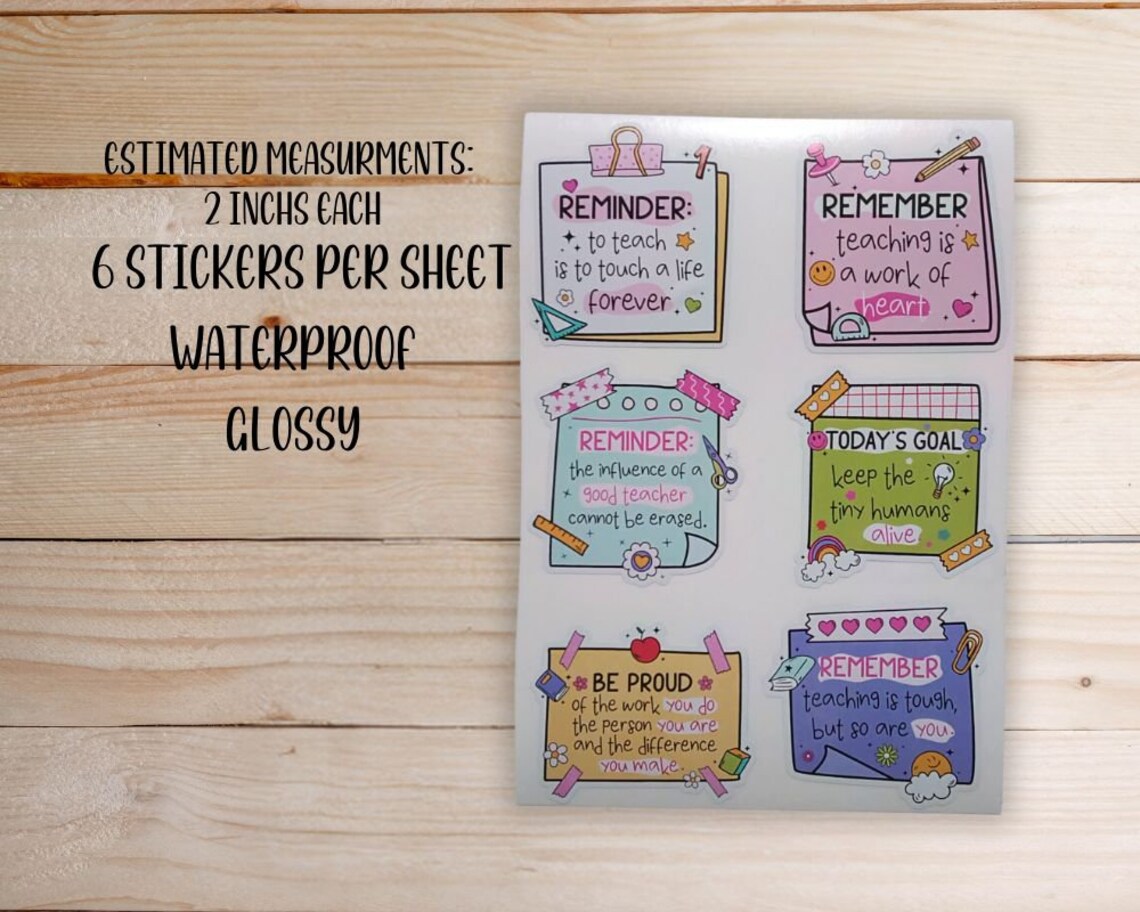 Teacher Reminder Sticker Sheet-waterproof Vinyl Durable-scrapbook ...