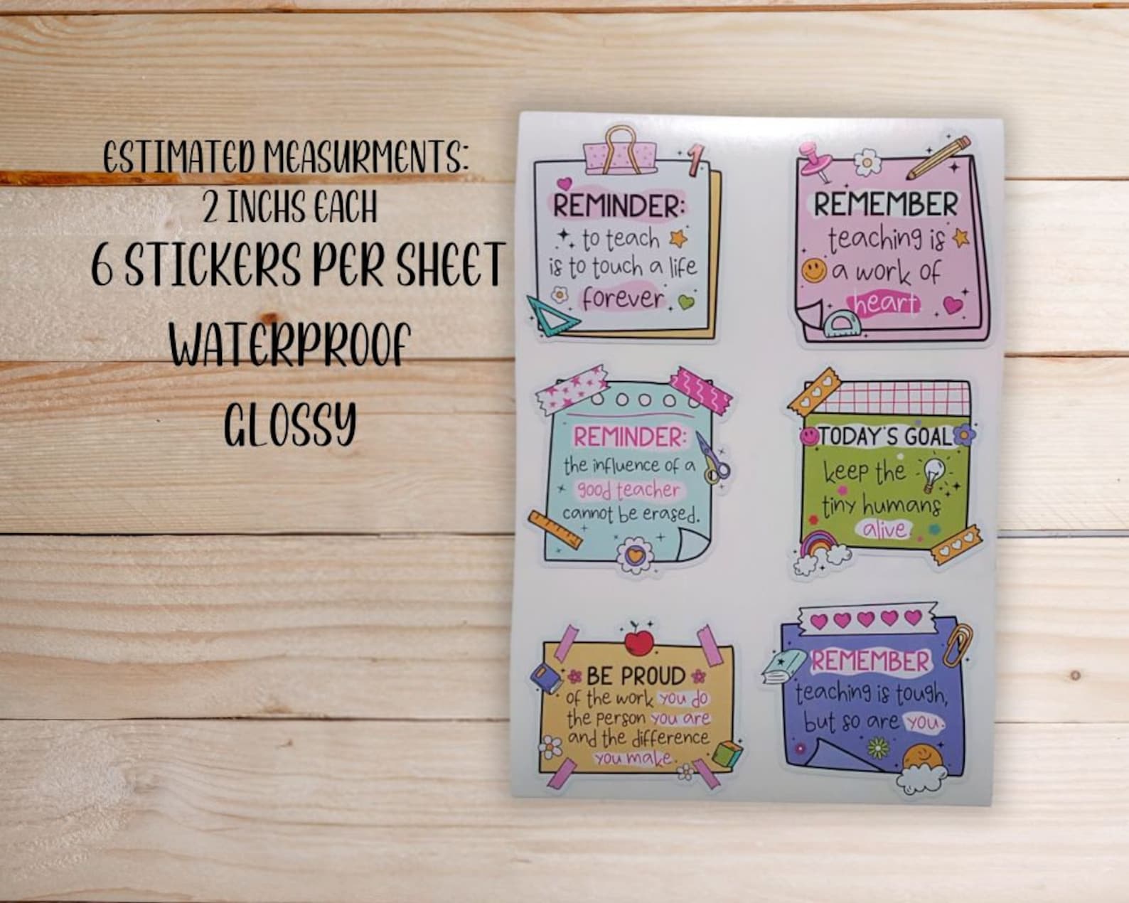 Teacher Reminder Sticker Sheet-waterproof Vinyl Durable-scrapbook ...