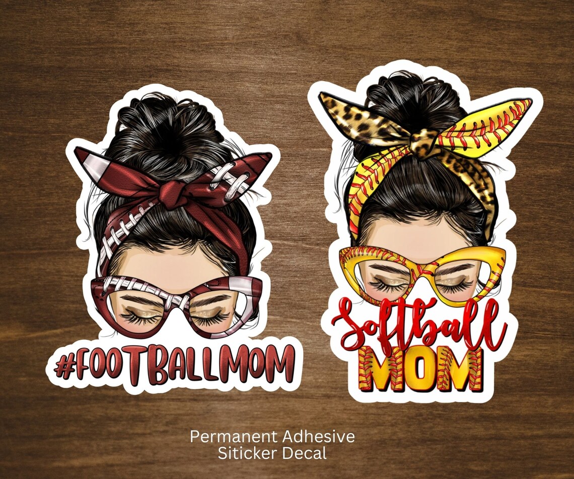 Sports Messy Mom Bun Vinyl Sticker Decal-laptop Decal Sticker-tumbler ...
