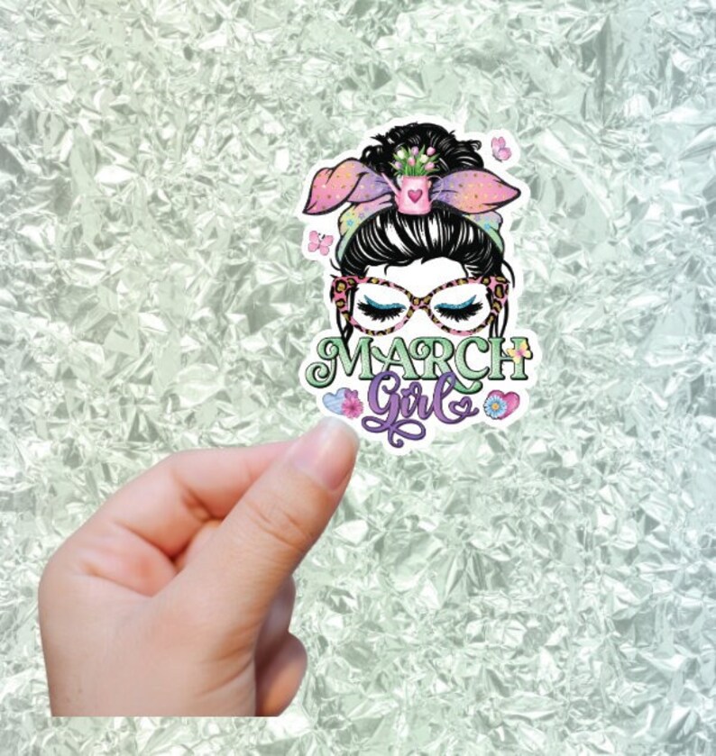 March Girl Messy Mom Bun Vinyl Sticker Decal-laptop Decal - Etsy