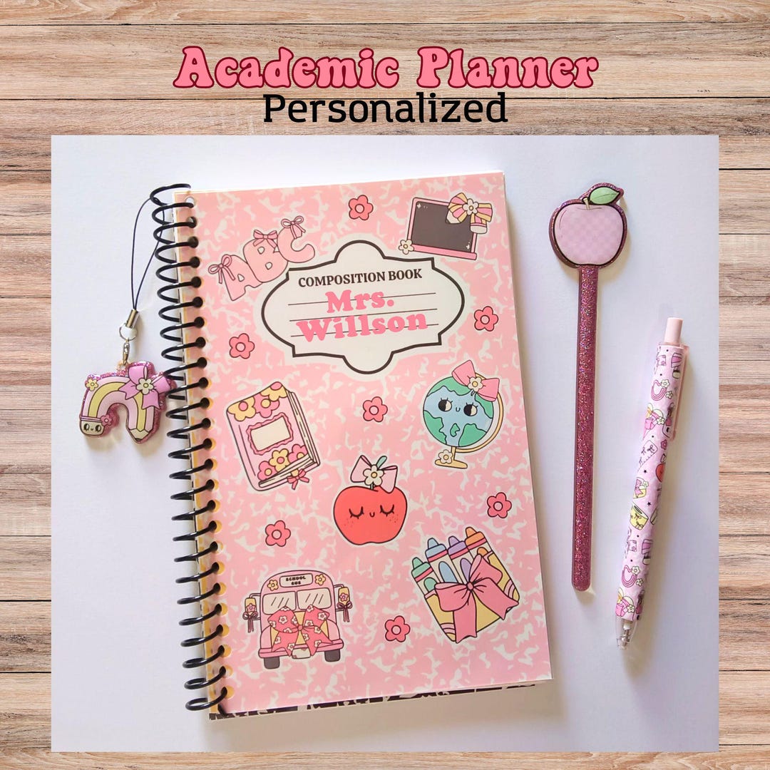 Personalized Academic Calendar Planner Gift Set for Teachers, Students ...