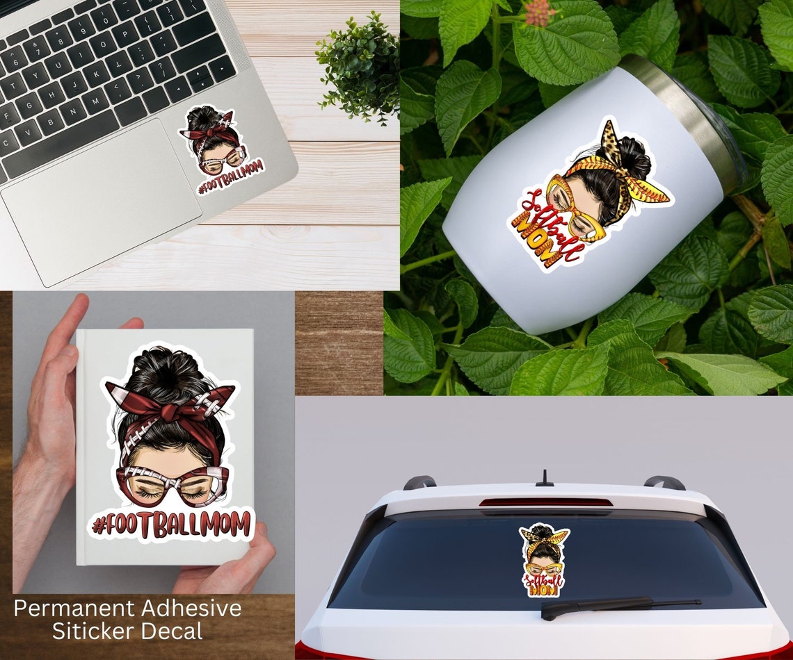 Sports Messy Mom Bun Vinyl Sticker Decal-laptop Decal Sticker-tumbler ...