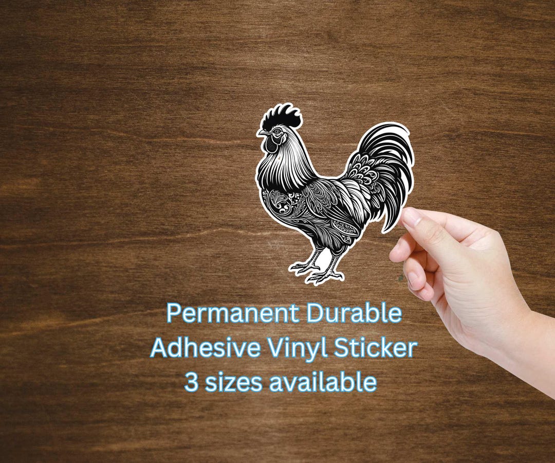 Rooster Black and White Vinyl Sticker Decal-laptop Decal Sticker ...