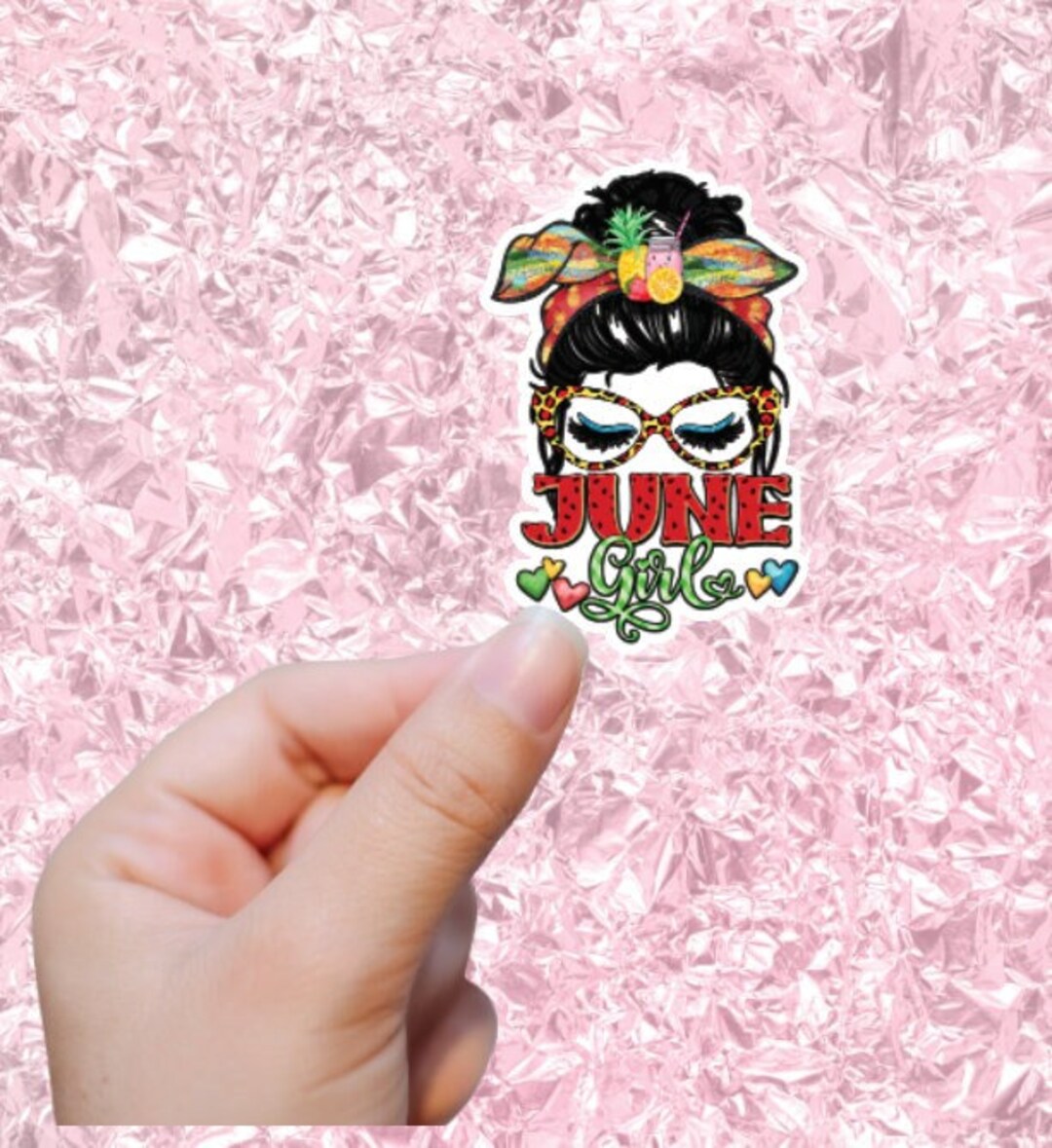 June Girl Messy Mom Bun Vinyl Sticker Decal-laptop Decal Sticker ...