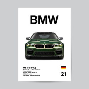 BMW M5 CS F90 2021 Car Poster Print Automotive Wall Art Car Lover Gift ...
