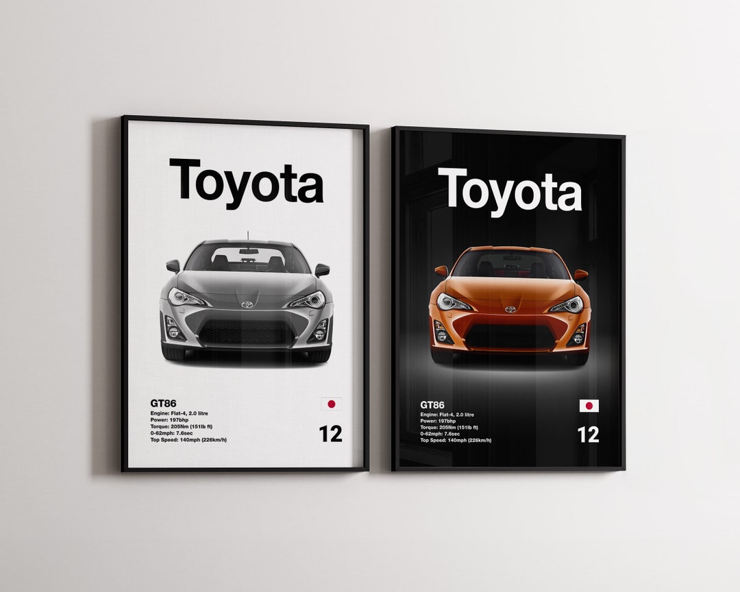 Toyota GT86 2012 Car Poster Print Automotive Wall Art Car Lover Gift ...