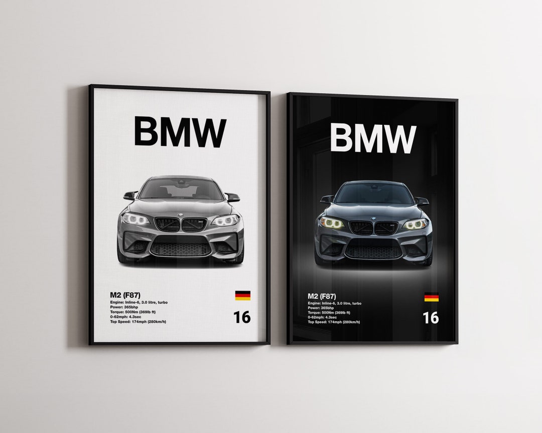 BMW M2 F87 2016 Car Poster Print Automotive Wall Art Car Lover Gift Wall Art for Kids, Boys Room ...