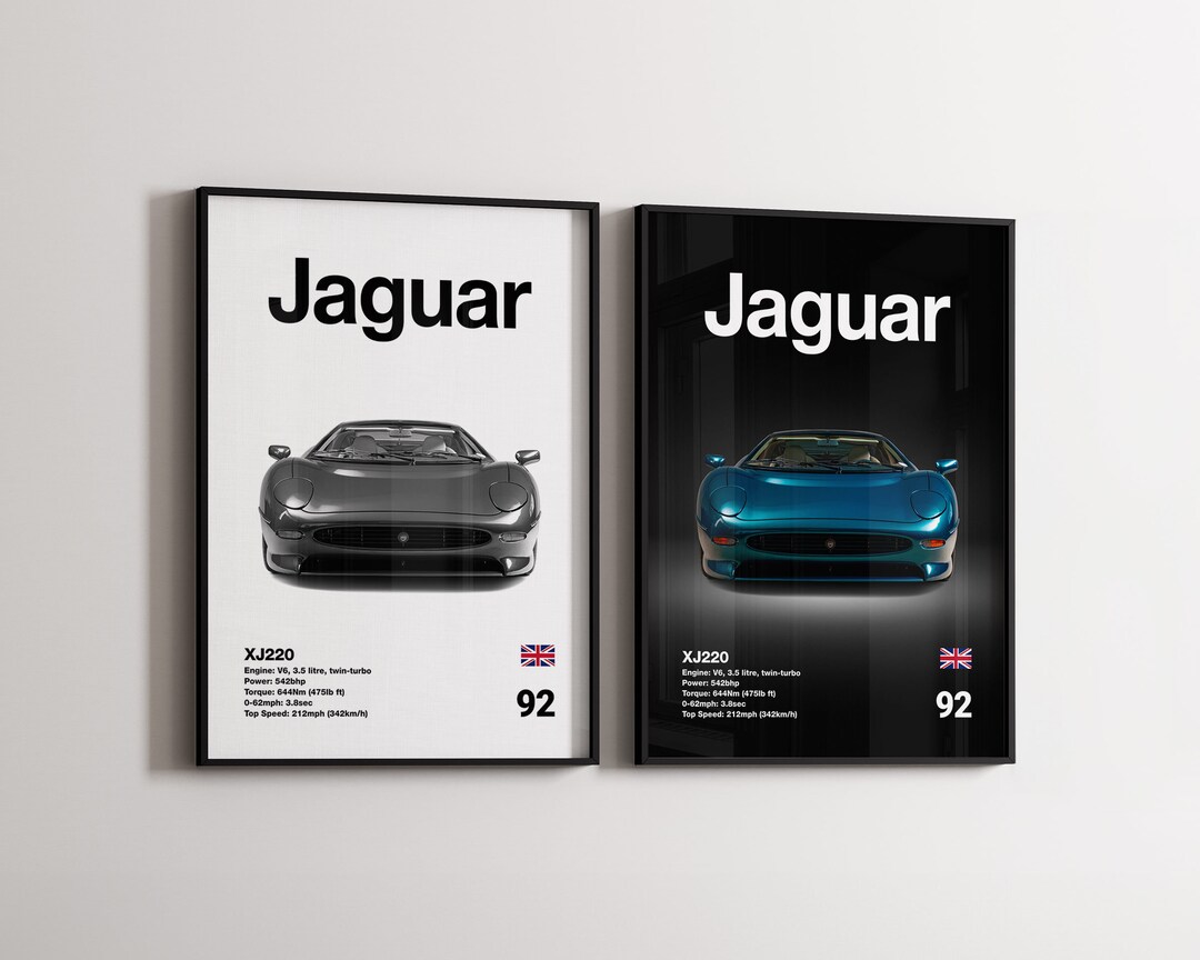 Jaguar XJ220 1992 Car Poster Print Automotive Wall Art Car Lover Gift ...