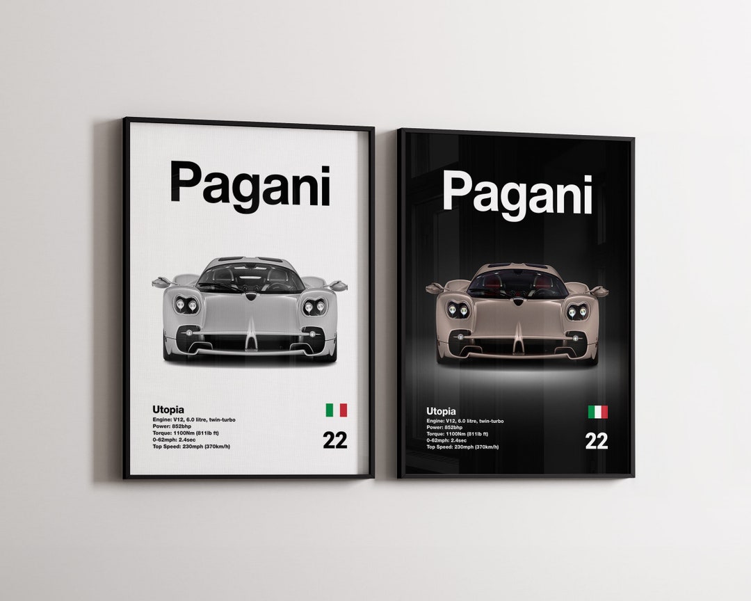 Pagani Utopia 2022 Car Poster Print Automotive Wall Art Car Lover Gift ...