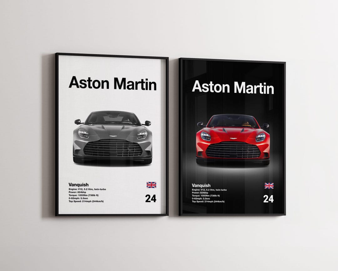 Aston Martin Vanquish 2024 Car Poster Print Automotive Wall Art Car ...