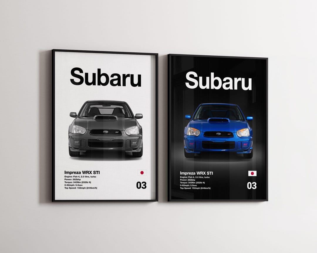 Subaru Impreza WRX STI 2003 Car Poster Print Automotive Wall Art Car ...