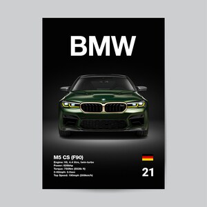 BMW M5 CS F90 2021 Car Poster Print Automotive Wall Art Car Lover Gift ...