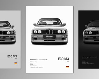 BMW E30 M3 Print Gift for Dad Car Poster BMW Wall Art - Etsy