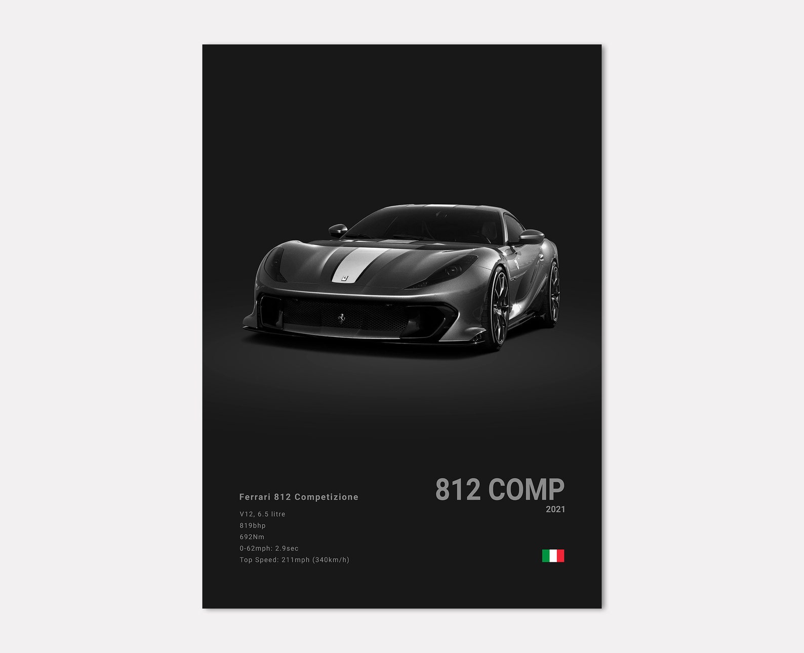Ferrari 812 Competizione Poster Print Wall Art Car - Etsy UK
