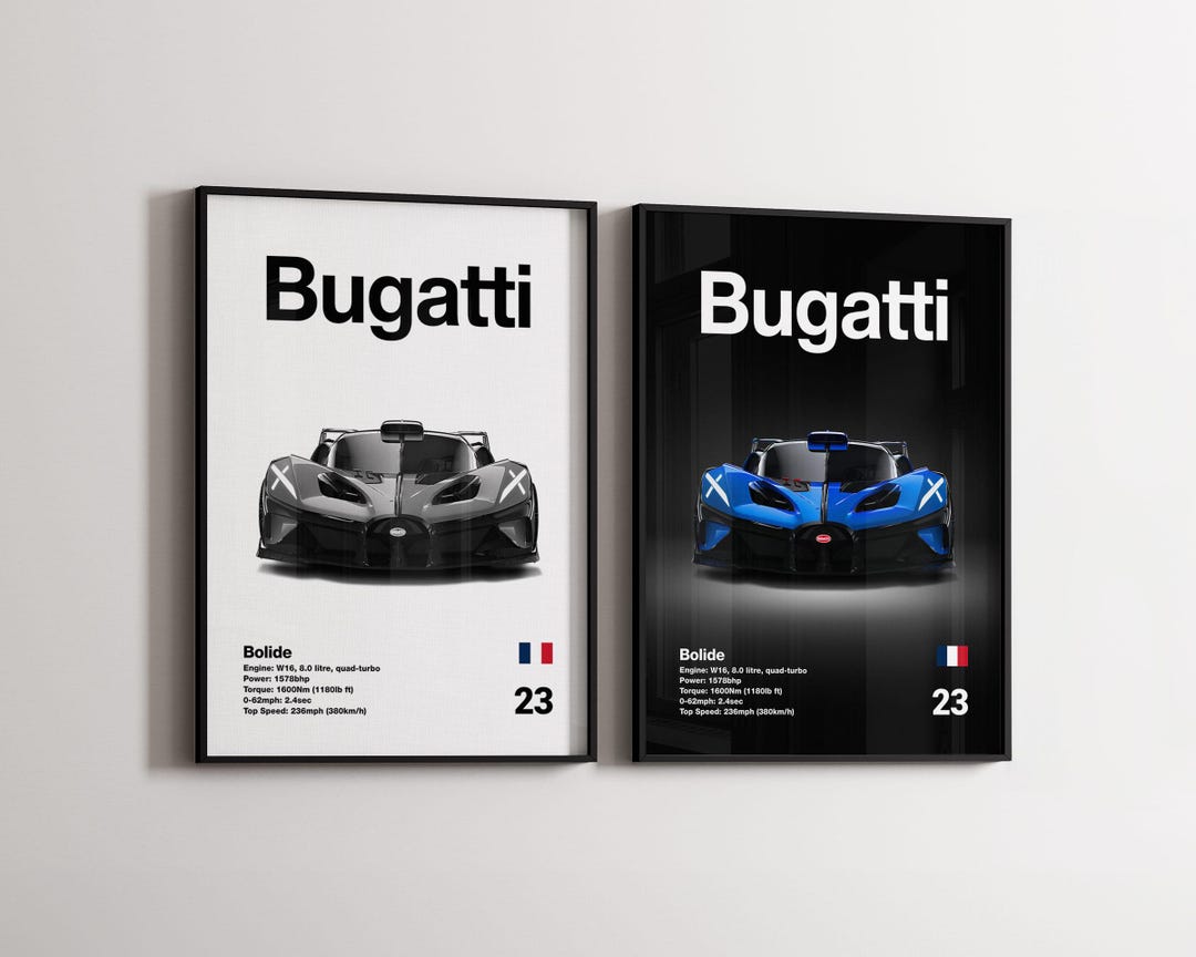 Bugatti Bolide 2023 Car Poster Print Automotive Wall Art Car Lover Gift ...