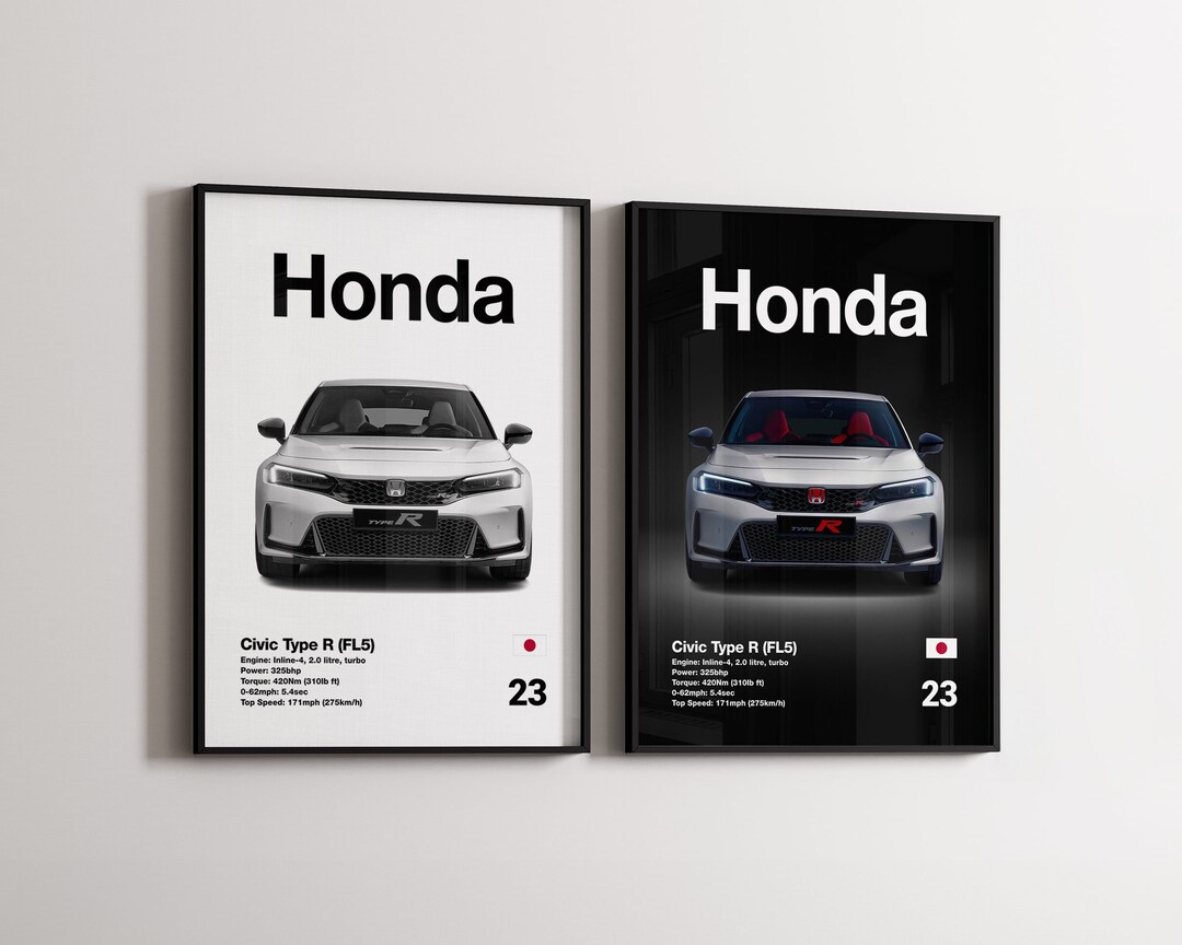 Honda Civic Type R FL5 2023 Car Poster Print Automotive Wall Art Car ...