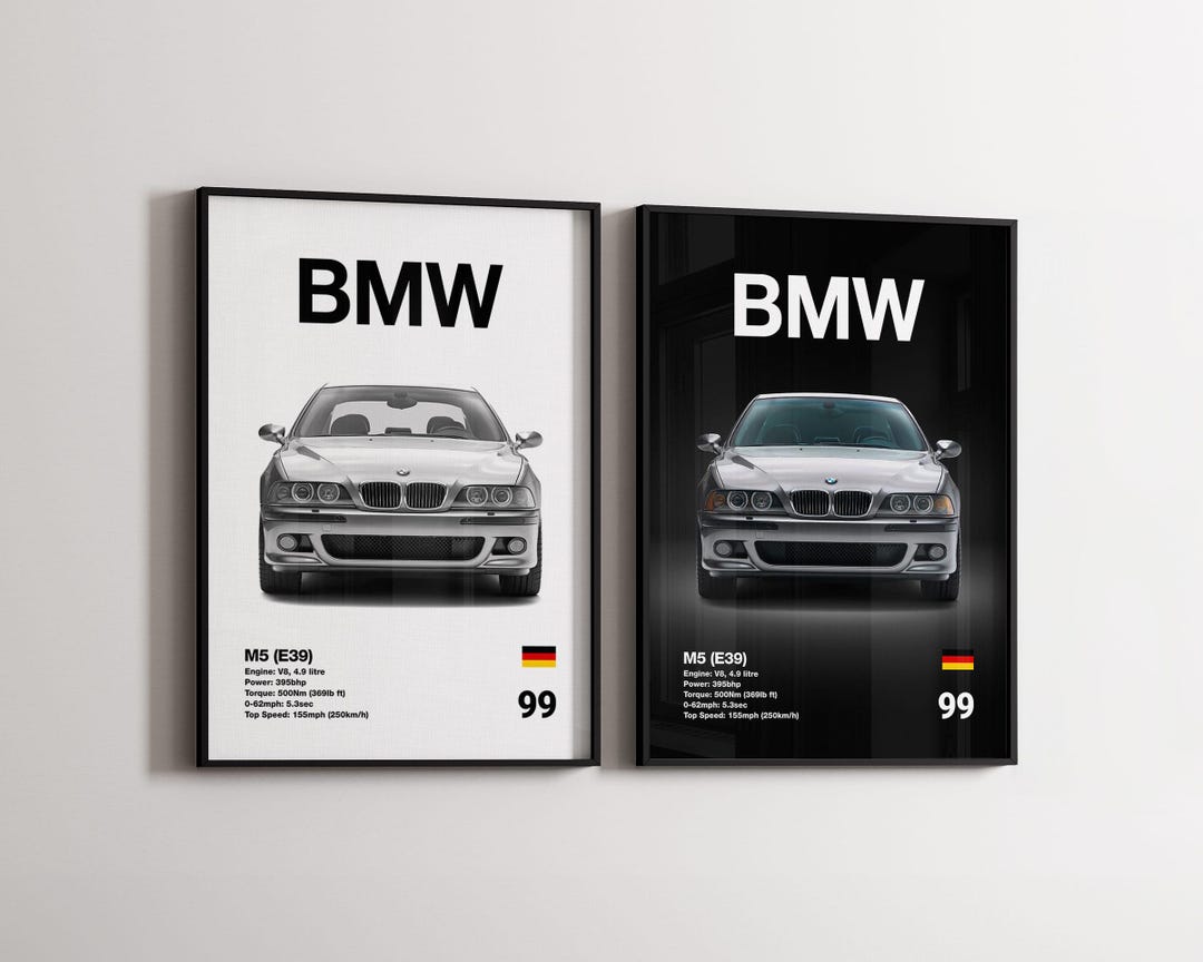 BMW M5 E39 1999 Car Poster Print Automotive Wall Art Car Lover Gift ...