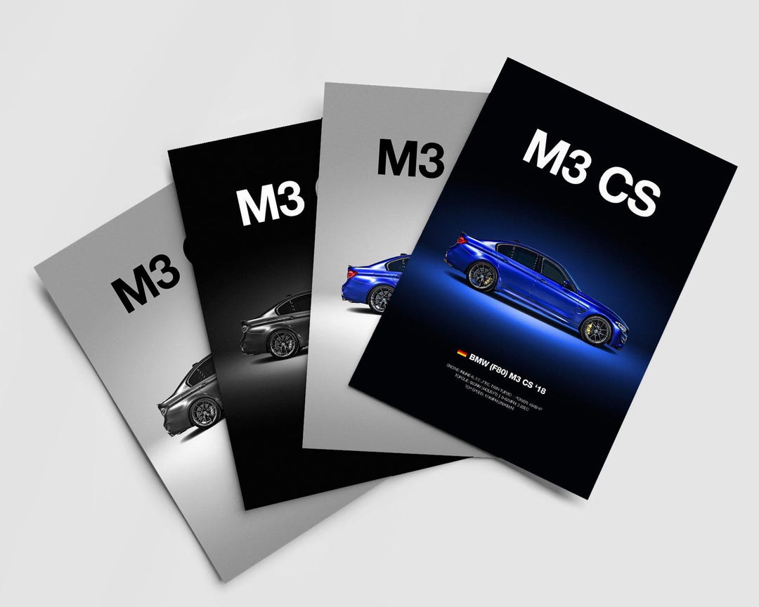 BMW F80 M3 CS 2018 Car Poster Print Automotive Wall Art Car Lover Gift ...