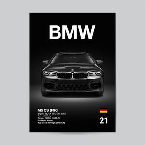 BMW M5 CS F90 2021 Car Poster Print Automotive Wall Art Car Lover Gift ...