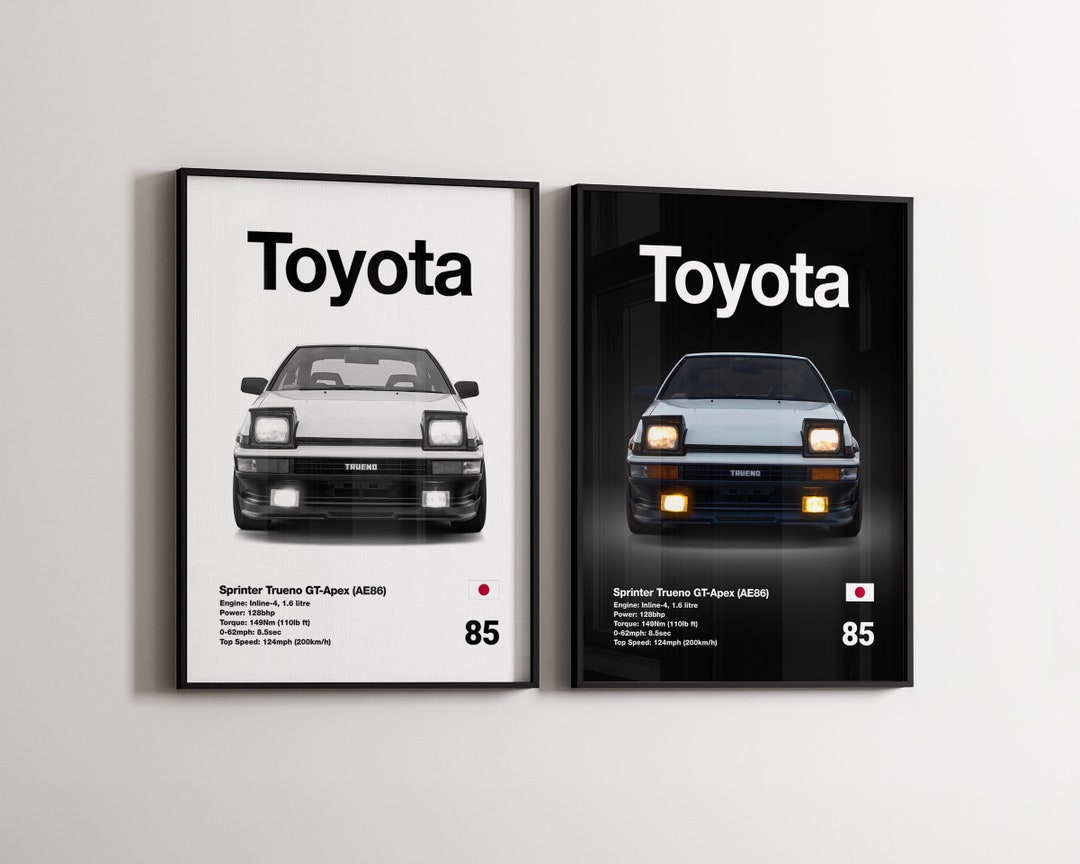 Toyota Sprinter Trueno Gt-apex AE86 1985 Car Poster Print Automotive ...